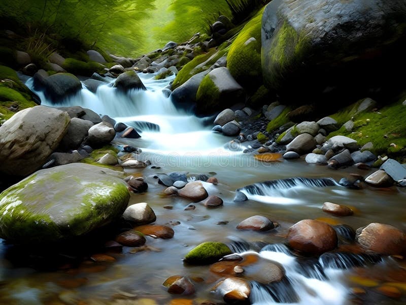 Image of the Slow Exposure Photography of Water Streaming Down from the ...