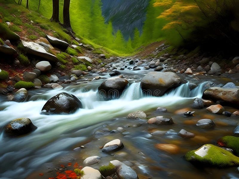 Image of the Slow Exposure Photography of Water Streaming Down from the ...