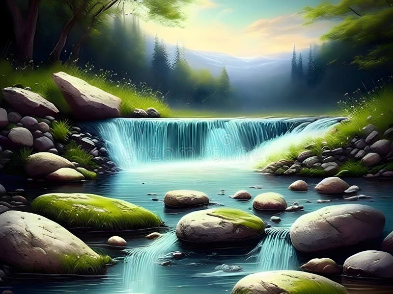 Image of the Slow Exposure Photography of Water Streaming Down from the ...