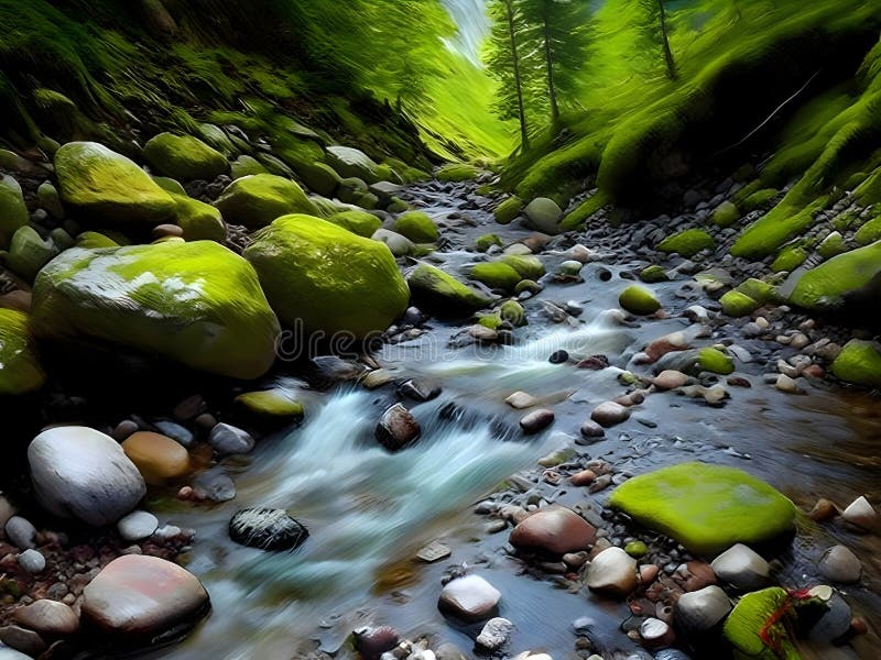 Image of the Slow Exposure Photography of Water Streaming Down from the ...