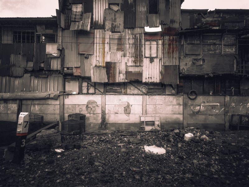 Image of a Slum by the Railroad Tracks Stock Image - Image of ...