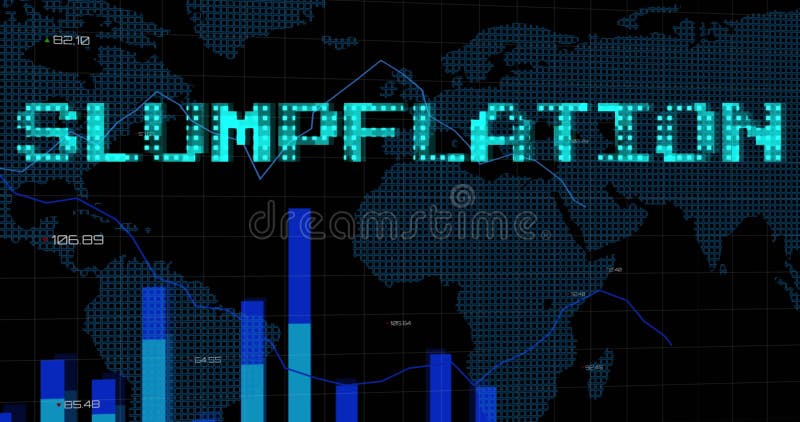 Image of Slumpflation Text in Blue with Graph Over World Map and ...