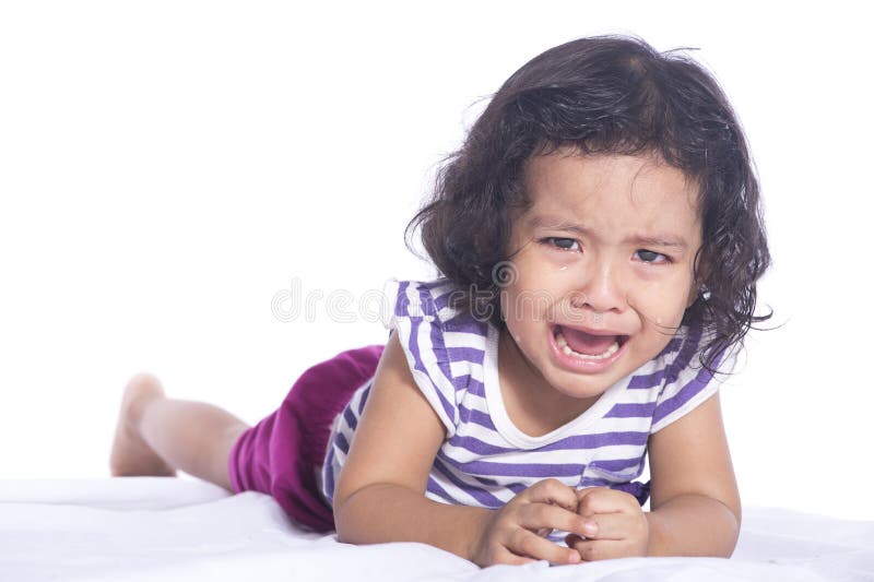 Child Cry Sit on White - Isolated Stock Photo - Image of girl, cranky ...