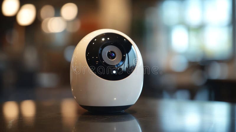 Image of a Smart Wireless Security Camera on a Table in a Living Room ...