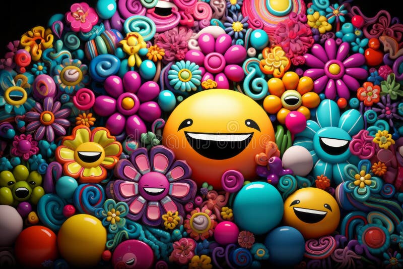 Colorful Smiley Face Flower Background Stock Vector - Illustration of ...