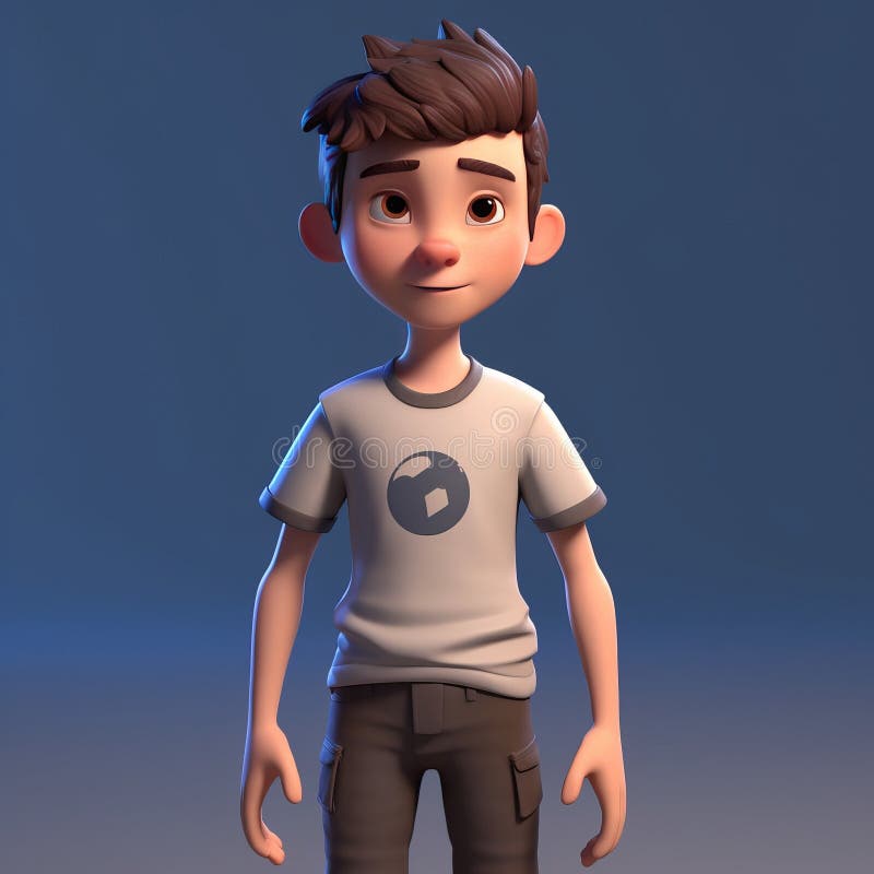 Image of a Smiling Happy Boy 3D Cartoon Model Generative AI Stock ...