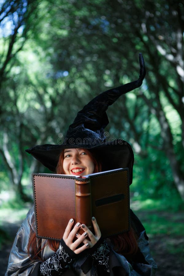 Smiling Witch with Pointing Finger Stock Image - Image of forest ...