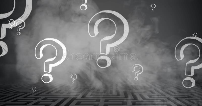 Image of Smoke and White Question Marks Floating Over Grey Maze Stock ...
