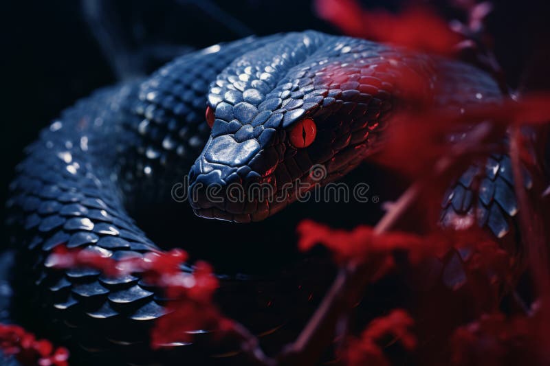 An Image of a Snake with Red Eyes Stock Illustration - Illustration of ...