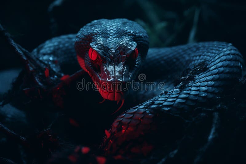 An Image of a Snake with Red Eyes Stock Illustration - Illustration of ...