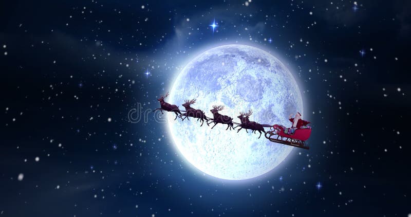 Image of Snow Falling Over Santa in Sleigh Stock Illustration ...
