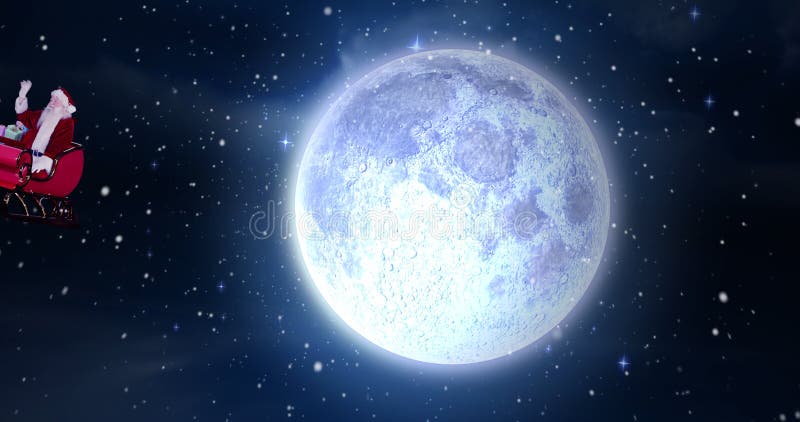 Image of Snow Falling Over Santa in Sleigh Stock Illustration ...