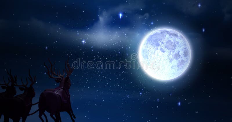 Image of Snow Falling Over Santa in Sleigh Stock Illustration ...