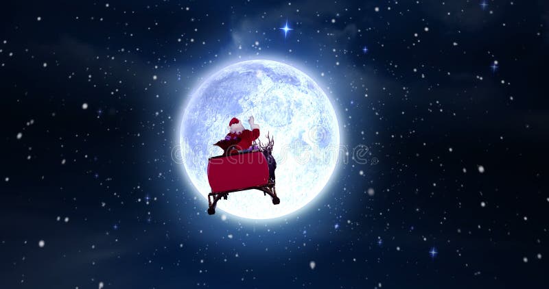 Image of Snow Falling Over Santa in Sleigh Stock Photo - Image of snow ...