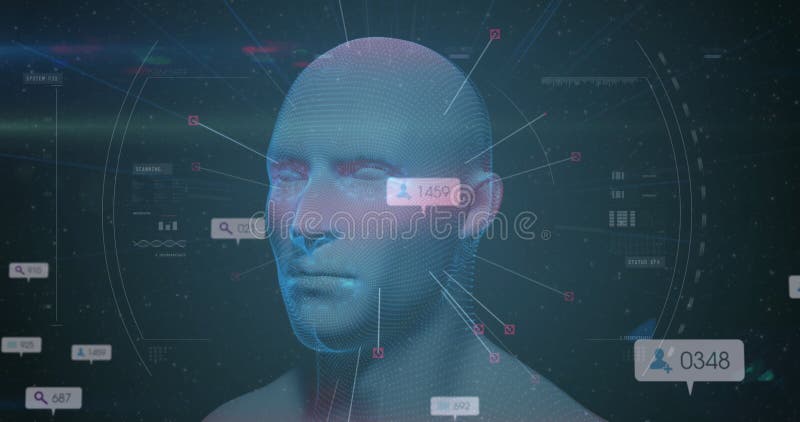 Image of Social Media Icons on Banners Over Human Head Stock ...