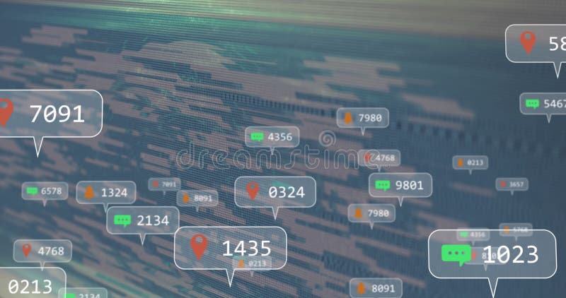 Image of Social Media Icons Over Flickering Scope Scanning Stock ...