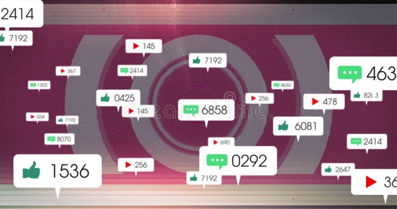 Image of Social Media Icons Over Scope Scanning Stock Illustration ...