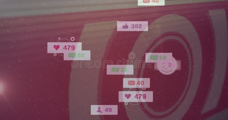 Image of Social Media Icons Over Scope Scanning Stock Illustration ...