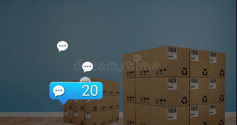 Image of Social Media Notification and Message Icons Over Stacked ...