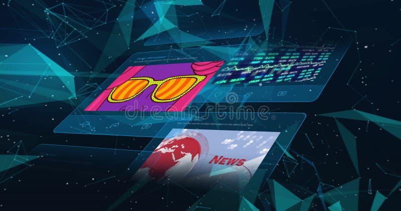 Image of Social Media Posts Over Connections on Black Background Stock ...