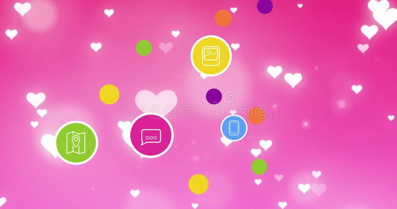 Image of Social Media Reactions and Hearts Floating Over Pink ...