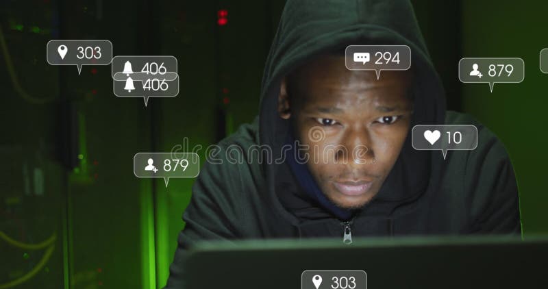 Image of Social Media Reactions Over African American Man Working in ...