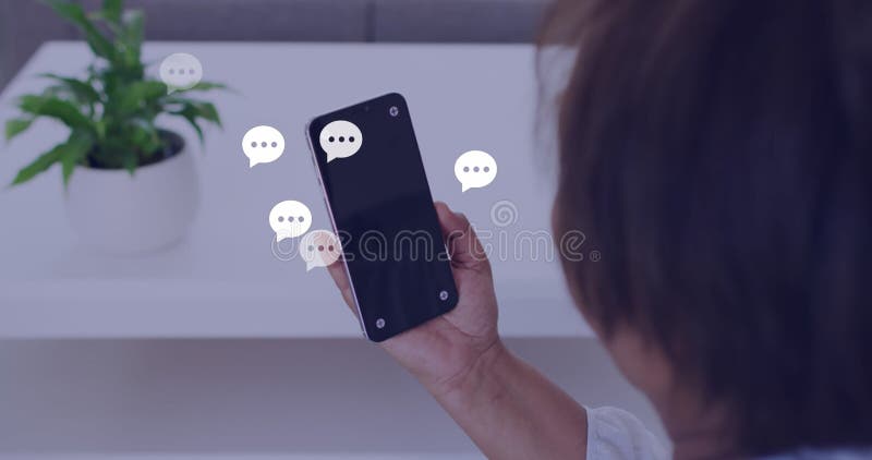 Image of Social Media Reactions Over Hands of Asian Man Using ...