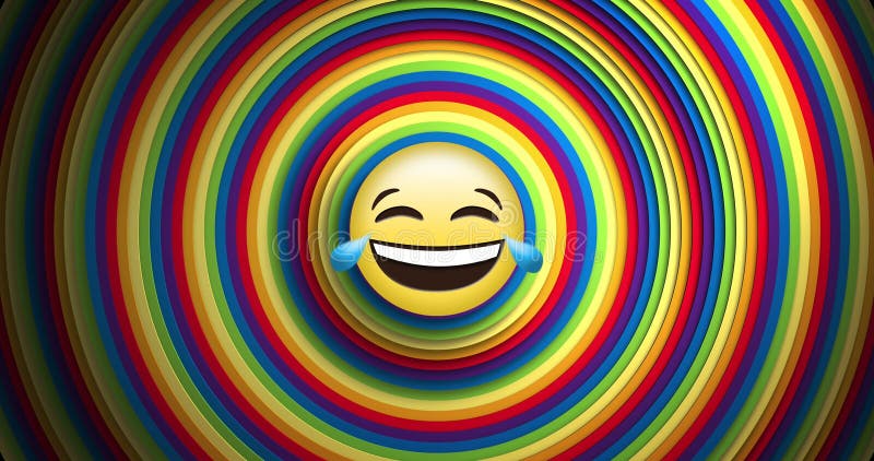 Image of Social Media Smiley Emoji Icon Over Rainbow Circles Stock ...