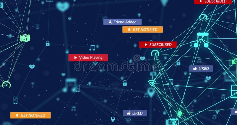 Image of Social Media Text on Banners with Network of Connections on ...