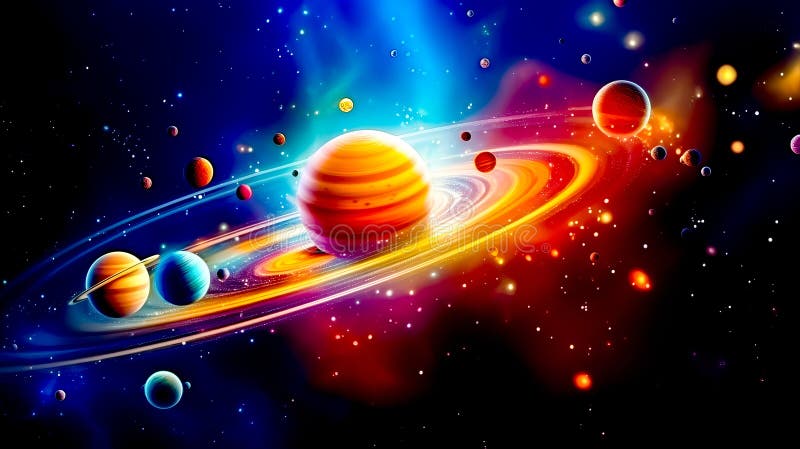 Image of Solar System with Planets in the Foreground and Stars in the ...