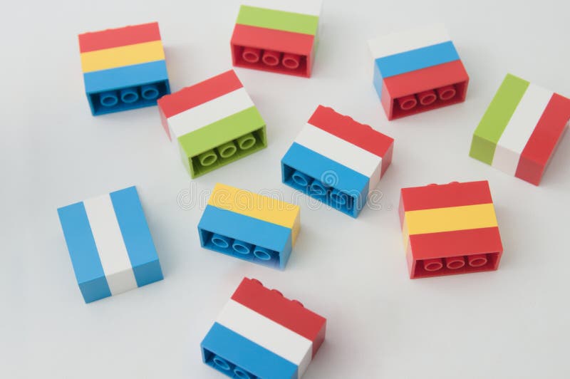 Some Country Flags Created with Color Blocks on White Stock Image ...