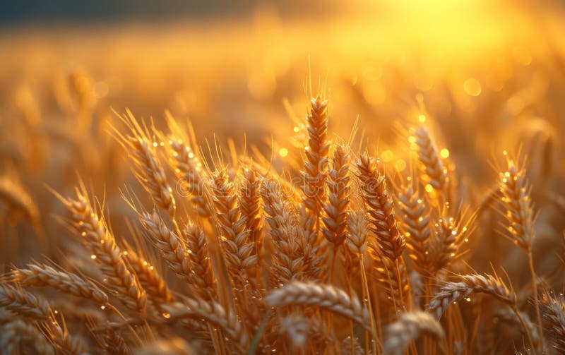 An Image of Some Grains in the Background. Wheat Field at Sunrise on ...