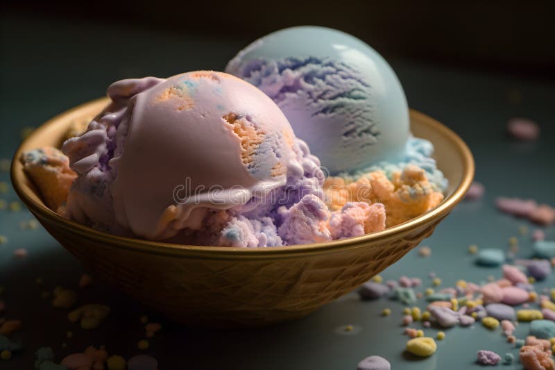 Image of Some Scoops of Pastel-colored Ice Cream. Different Flavors ...