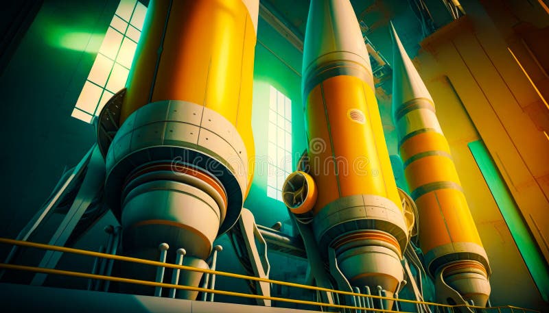 An Image of Some Yellow Rockets in Building. Generative AI Stock Photo ...