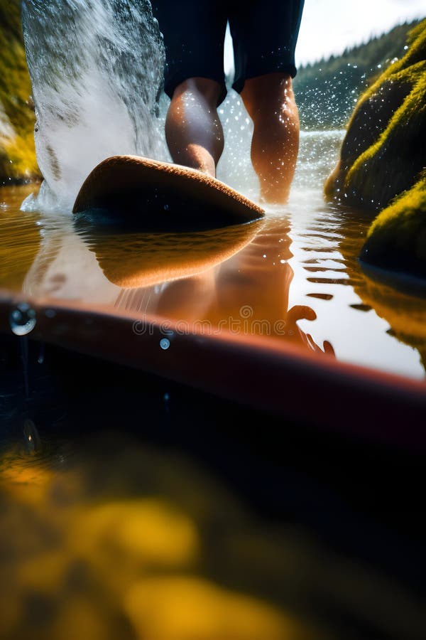 Image of Someone Bare Feet Soaking and Walking in a Flowing River ...