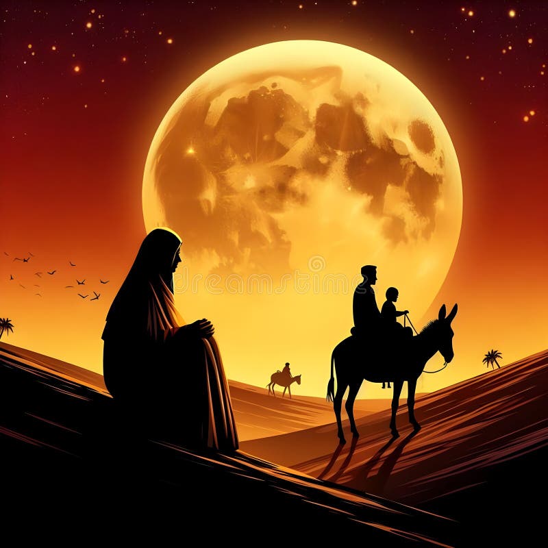 Image of a Someone Riding Off into the Distance, Yellow Moon,sunset ...