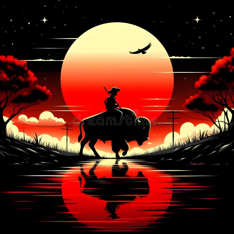 Image of a Someone Riding Off into the Distance, Yellow Moon,sunset ...