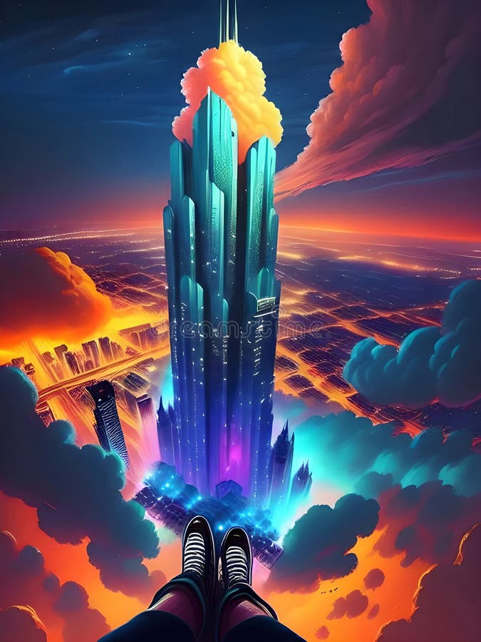 Image of Someone Sitting on High Area with Bird S Eye View Looking Down ...