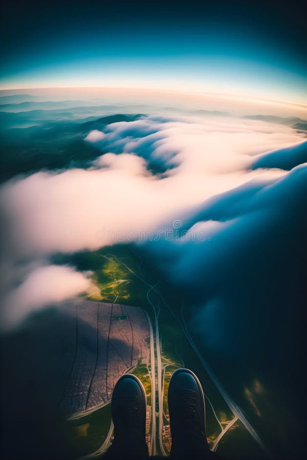 Image of Someone Sitting on High Area with Bird S Eye View Looking Down ...