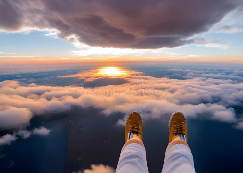 Image of Someone Sitting on High Area with Bird S Eye View Looking Down ...