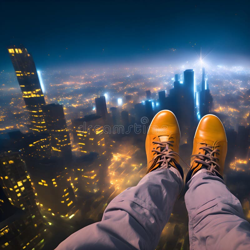 Image of Someone Sitting on High Area with Bird S Eye View Looking Down ...