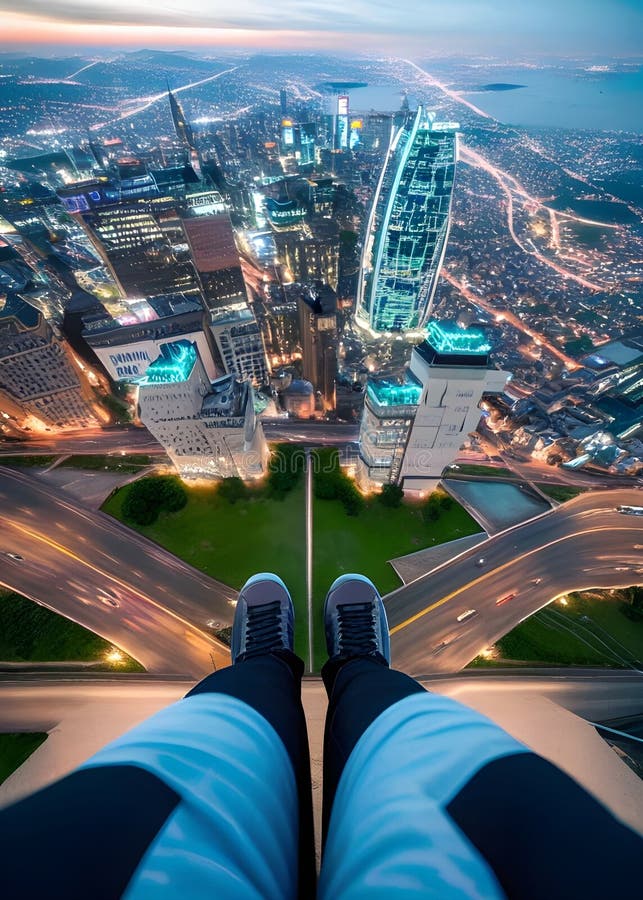 Image of Someone Sitting on High Area with Bird S Eye View Looking Down ...
