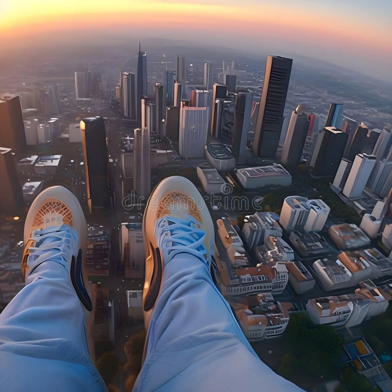 Image of Someone Sitting on High Area with Bird S Eye View Looking Down ...