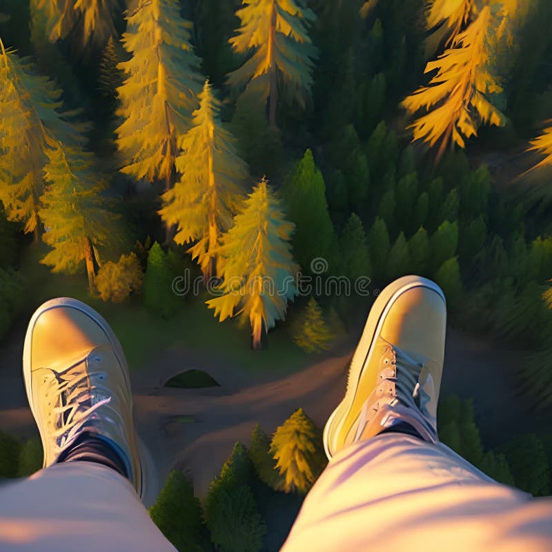 Image of Someone Sitting on High Area with Bird S Eye View Looking Down ...