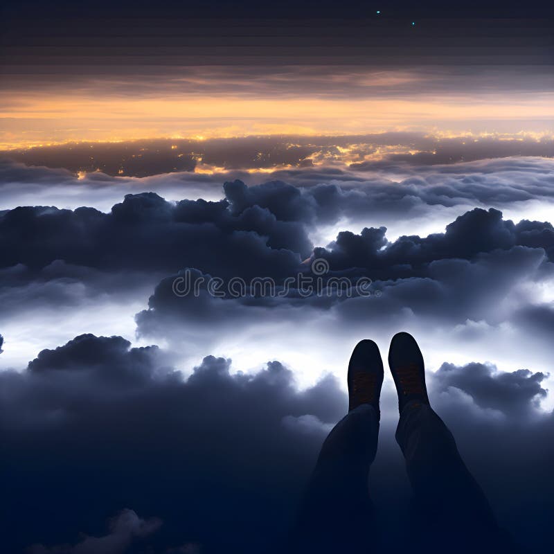 Image of Someone Sitting on High Area with Bird S Eye View Looking Down ...