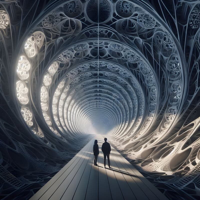 Image of a Someone Stand in the Endless Passage through the Long Tunnel ...