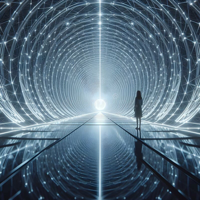 Image of a Someone Stand in the Endless Passage through the Long Tunnel ...