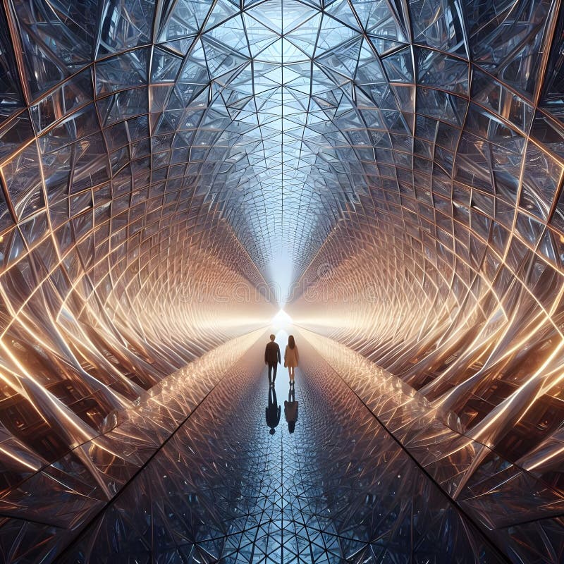 Image of a Someone Stand in the Endless Passage through the Long Tunnel ...