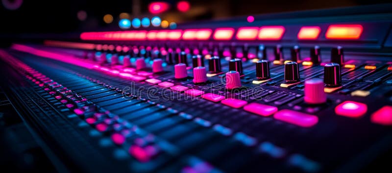 An Image of a Sound Audio Mixer Panel in a Recording Studio Scene Stock ...