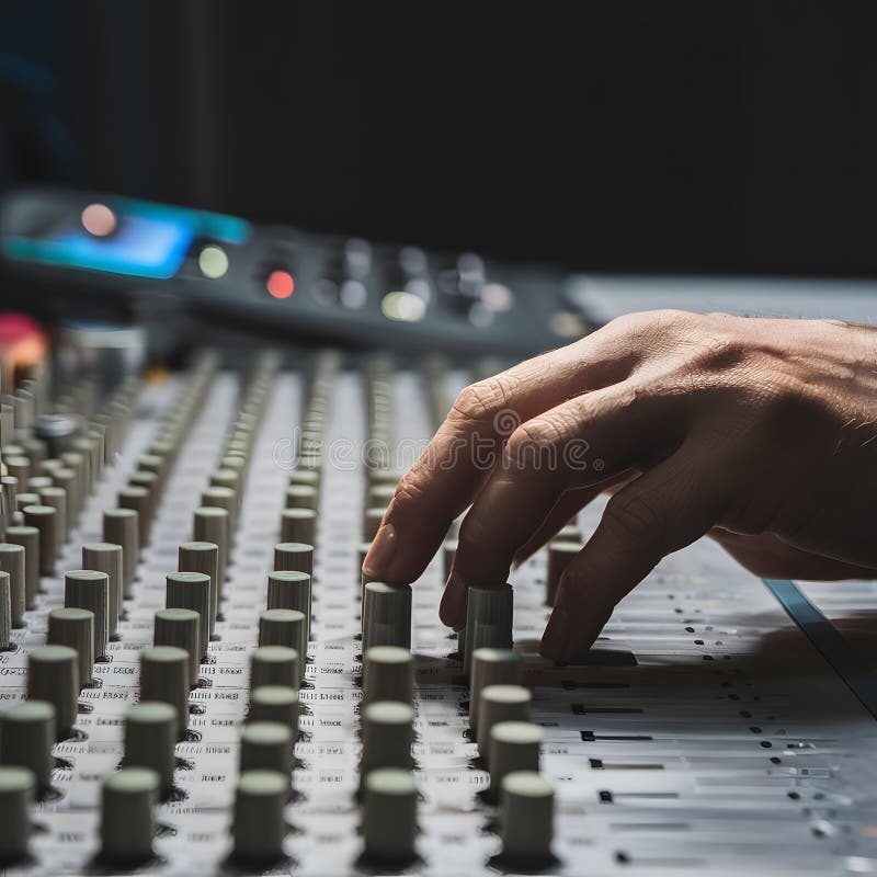 Image Sound Engineer Adjusting Knobs on Mixing Desk, Music Production ... Image Sound Engineer Adjusting Knobs on Mixing Desk, Music Production ...